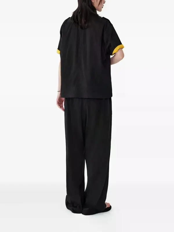 STUDIO TOMBOY Zip-up Short Sleeve Shirt - Black