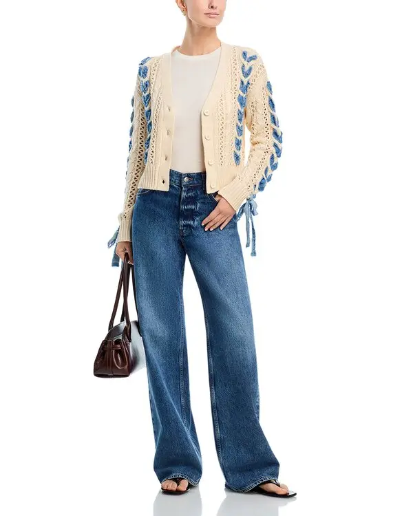 DRIFTWOOD Braided Denim Button Front Sweater