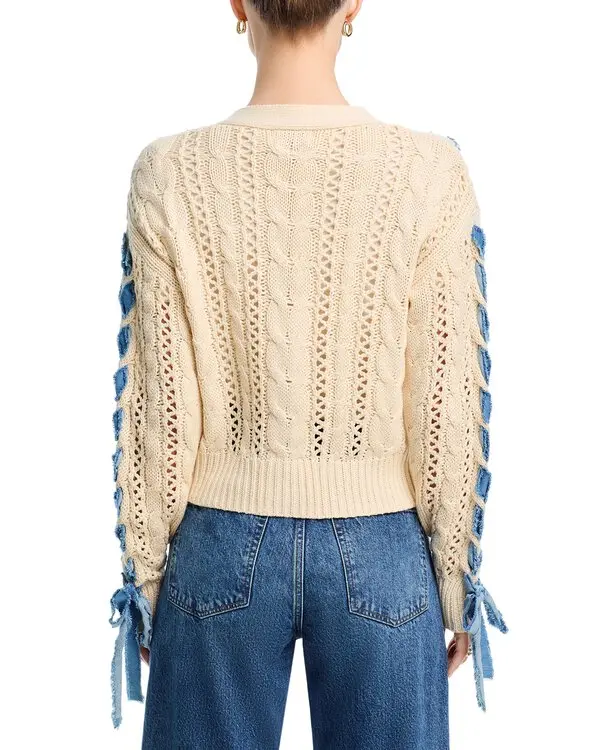 DRIFTWOOD Braided Denim Button Front Sweater