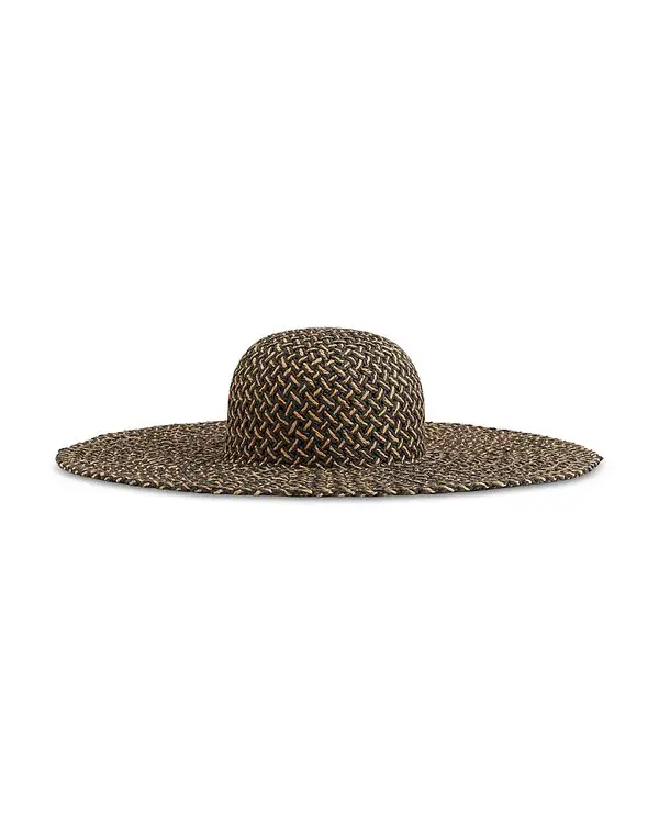 REISS Sonia Straw Hat - Black/natural