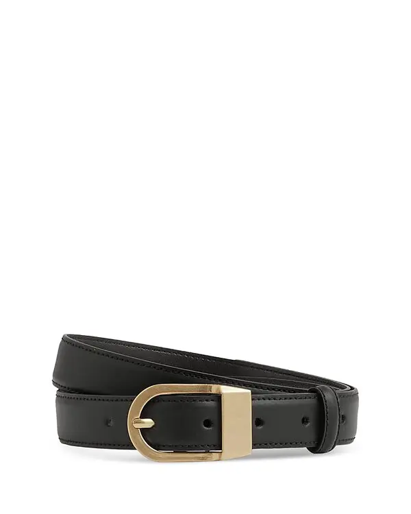 REISS Hazel Buckle Belt - Black