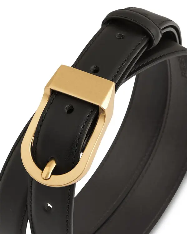 REISS Hazel Buckle Leather Belt - Black