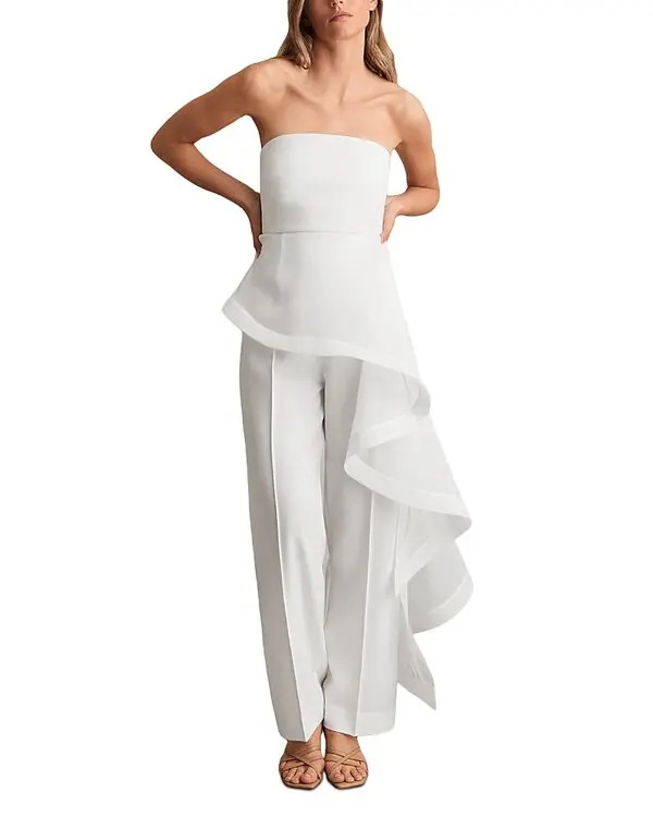 REISS Rhiannon Drape Bandeau Jumpsuit - Ivory
