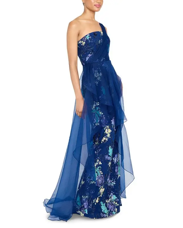 Theia Noemi One Shoulder Sequin Gown