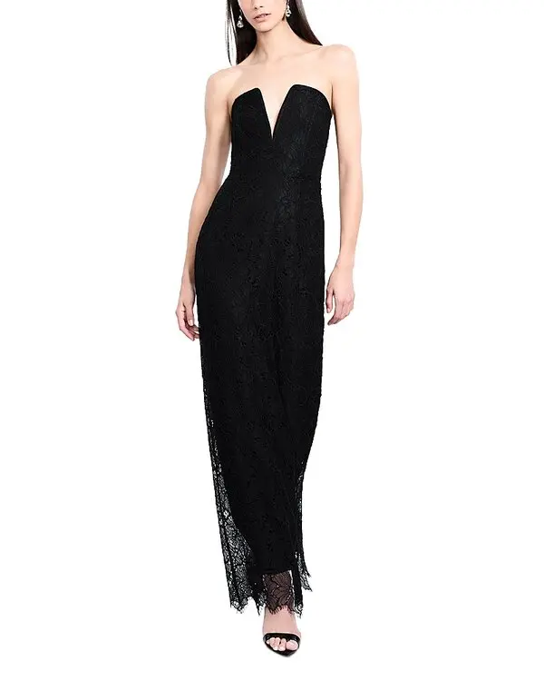 Bcbgmaxazria Lace Strapless V-neck Gown