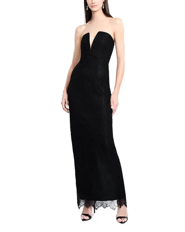 Bcbgmaxazria Lace Strapless V-neck Gown