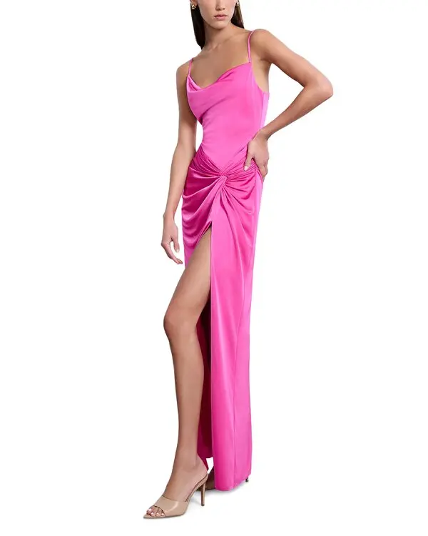 Bcbgmaxazria Cowl Neck Draped Gown With Twist