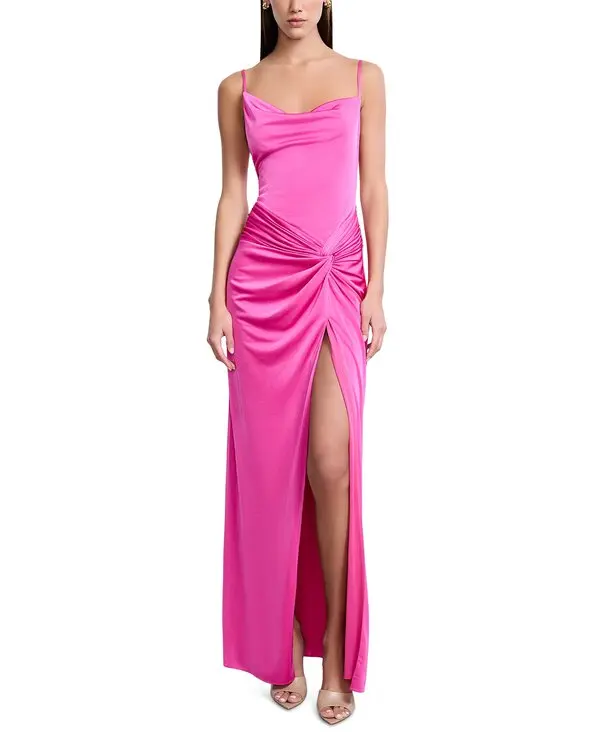 Bcbgmaxazria Cowl Neck Draped Gown With Twist