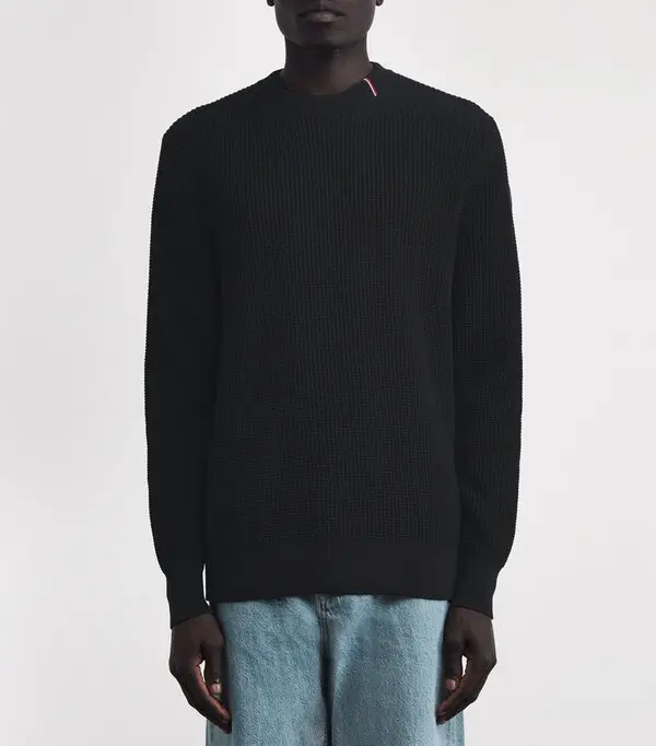 Moncler Cotton Waffle-knit Sweater - Black