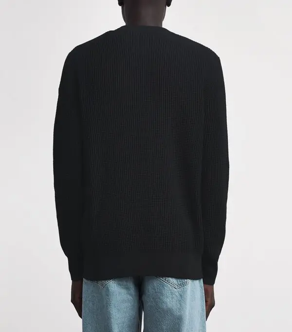 Moncler Cotton Waffle-knit Sweater - Black