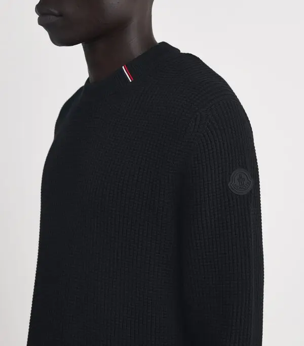 Moncler Cotton Waffle-knit Sweater - Black