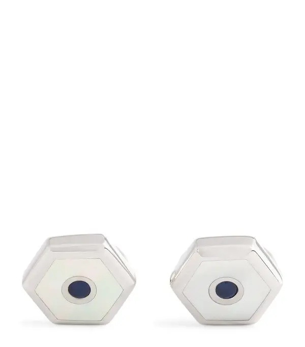 DEAKIN & FRANCIS Sterling Sapphire And Mother-of-pearl Cufflinks - Silver