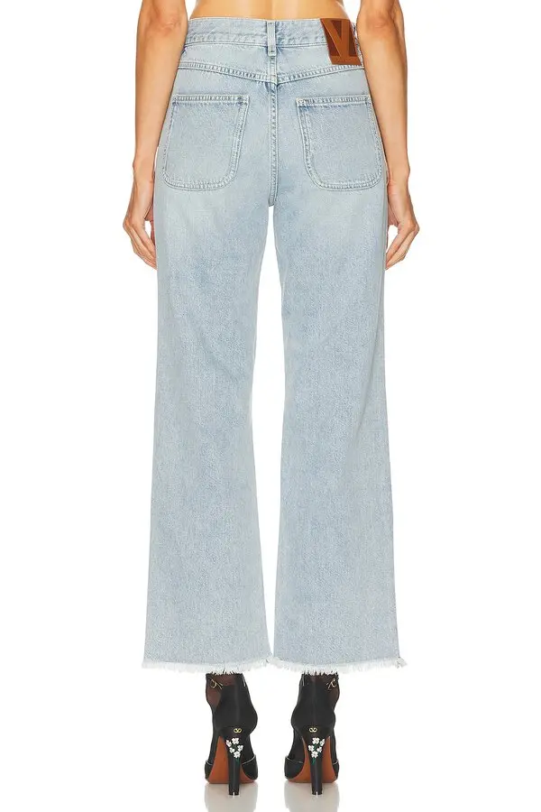 Valentino Garavani Frayed Hem Straight Leg Denim