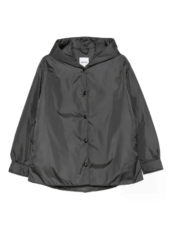 Aspesi Hooded Button-fastening Jacket - Grey