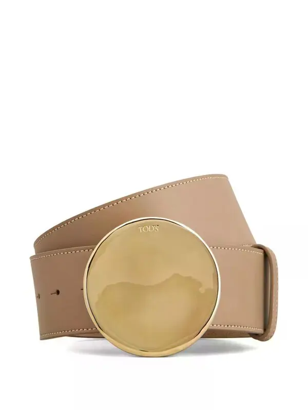 TOD'S Circular-buckle Leather Belt - Brown