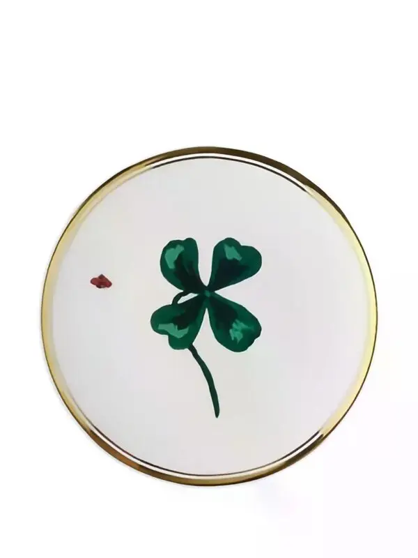 BITOSSI HOME Four-leaf Clover Gold-rim Plate - White
