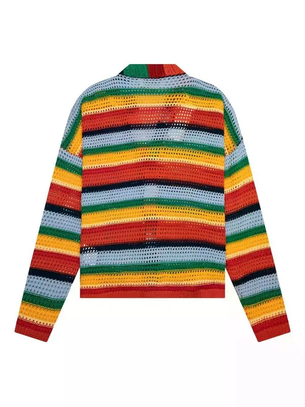 Marni Striped Crochet Knit Cardigan - Red