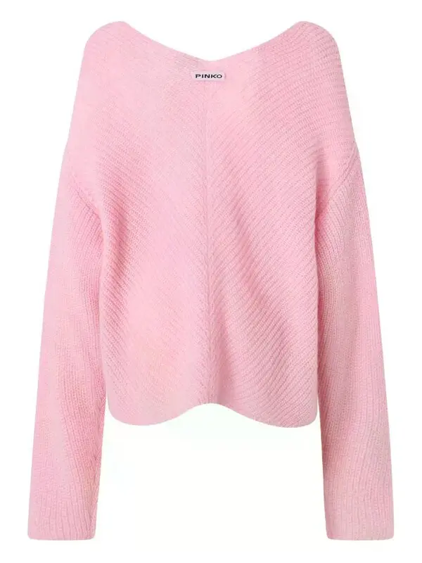 Pinko V-neck Ribbed Knit Sweater