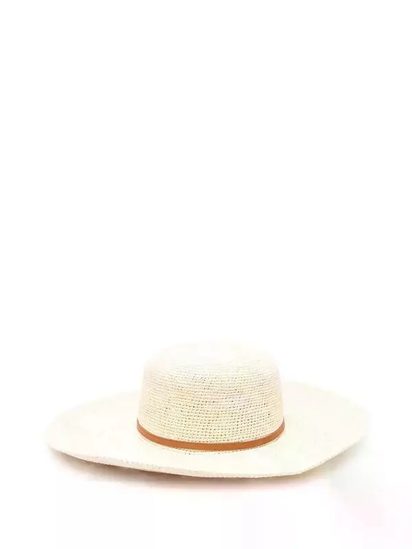 Borsalino Straw Hat With Leather Trim - Neutrals
