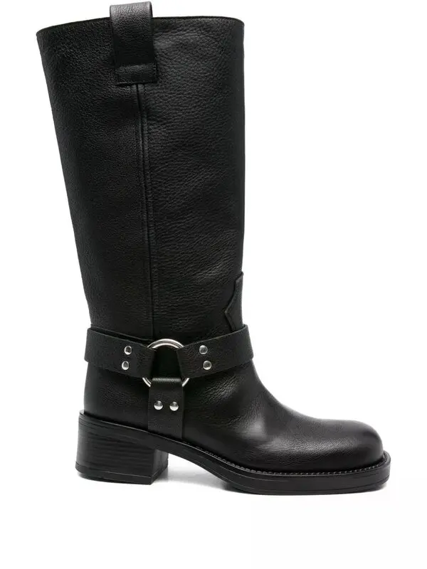 GISEL MOIRE 45mm Ring Buckle Leather Boots