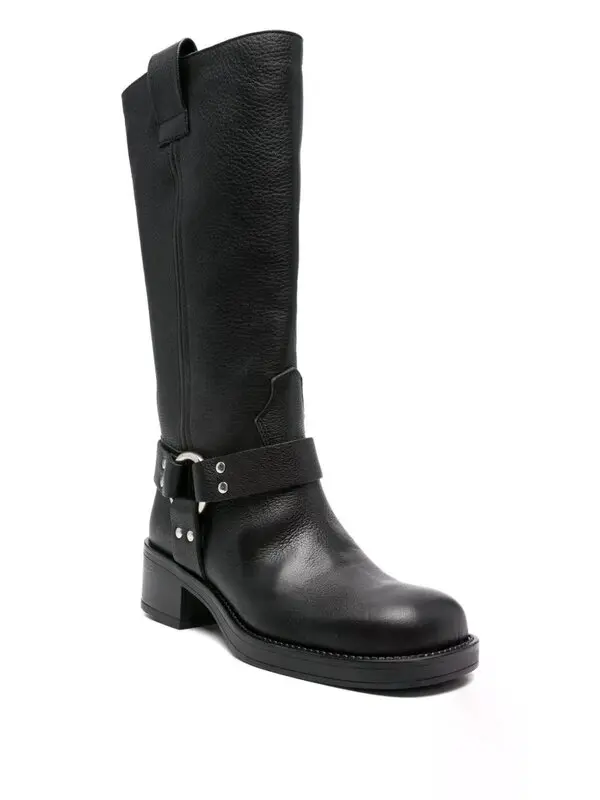 GISEL MOIRE 45mm Ring Buckle Leather Boots