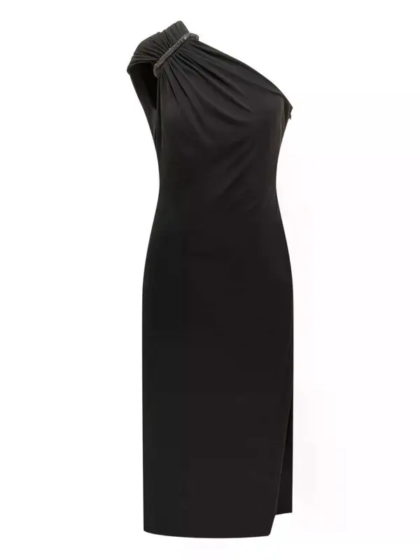 burgundy ribbed midi dress One Shoulder Bodycon Ruched Dress – MyStoreLiving main image 0