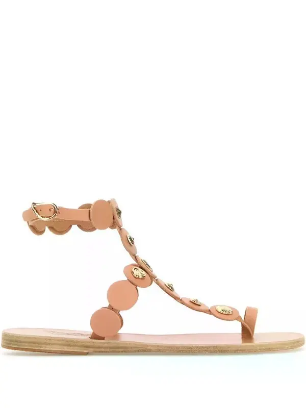 ANCIENT GREEK SANDALS Madison Leather Disc-embellished Sandals - Neutrals