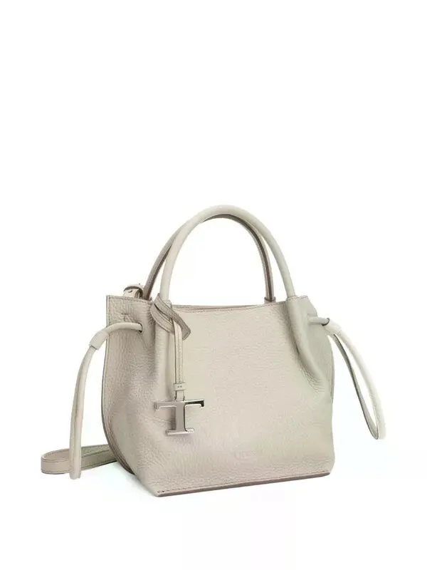 TOD'S Leather Bucket Bag With Logo Charm - White