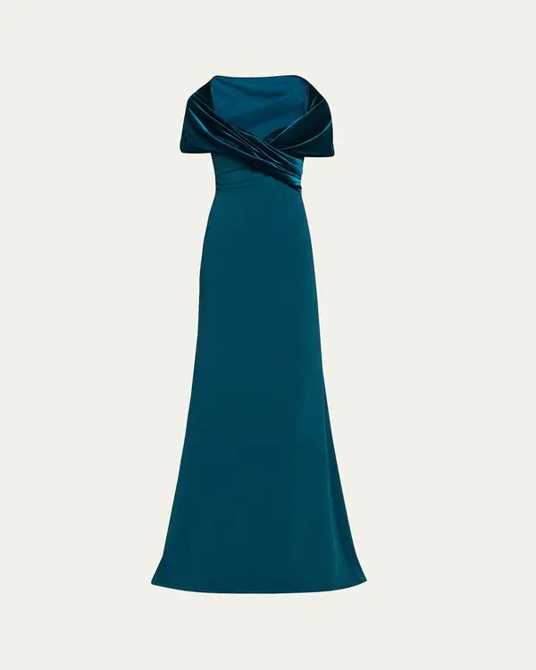 Badgley Mischka A-line Sweetheart Gown With Velvet Cape