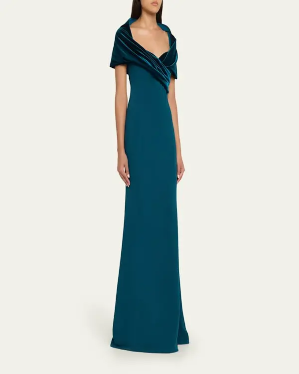 Badgley Mischka A-line Sweetheart Gown With Velvet Cape