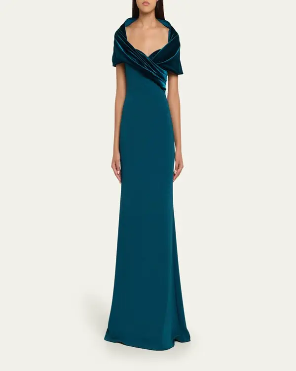 Badgley Mischka A-line Sweetheart Gown With Velvet Cape