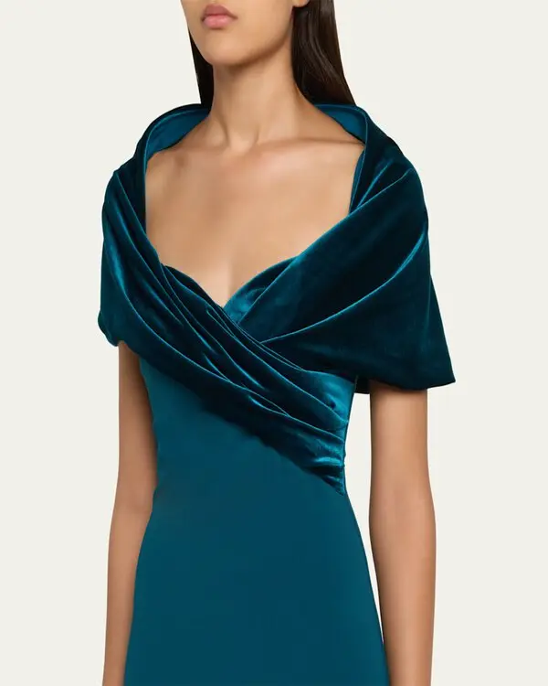 Badgley Mischka A-line Sweetheart Gown With Velvet Cape