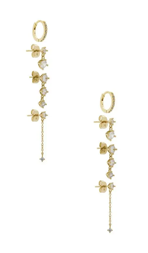 BY ADINA EDEN Graduated Drop Earring Combo Set - Gold