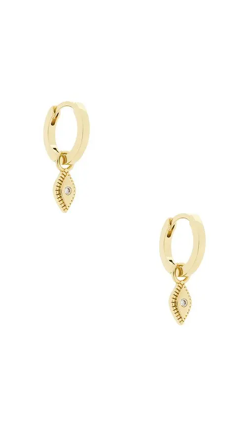 BY ADINA EDEN Evil Eye Drop Huggie Earrings - Gold