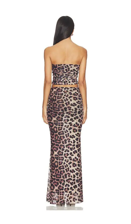 Superdown Ruched Mesh Maxi Skirt Set