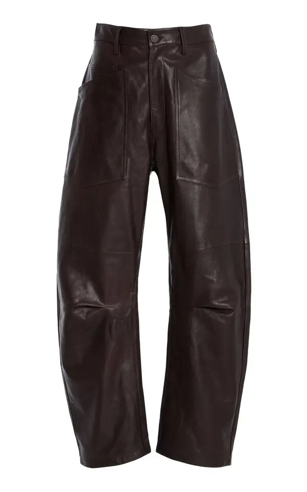 NILI LOTAN Shon Leather Trousers - Brown