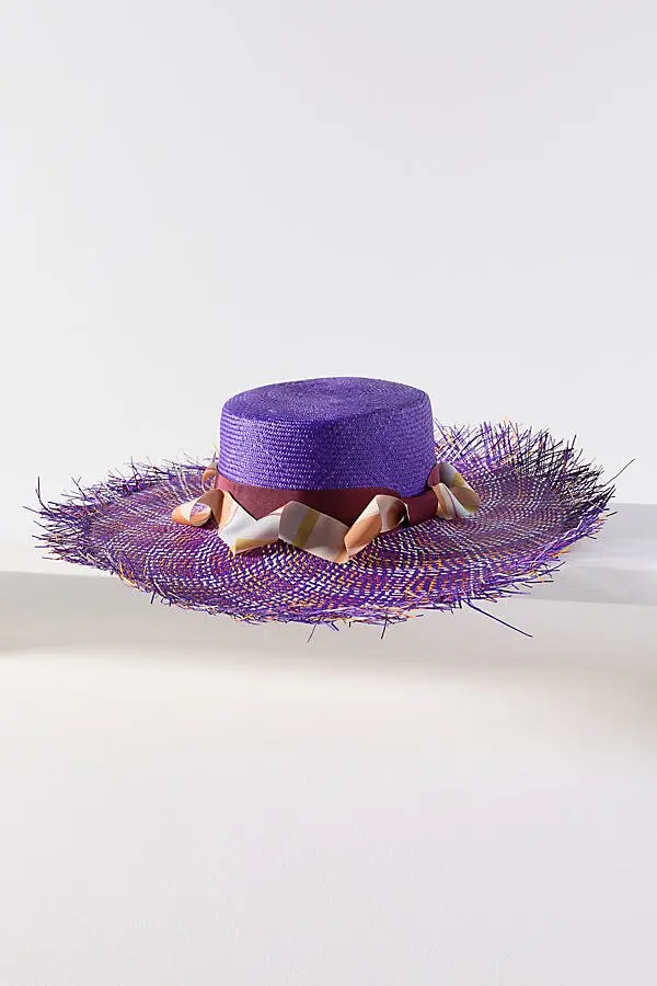 ORTUS Gulupa Fringe Straw Boater - Purple