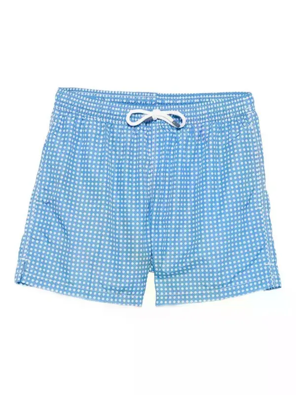 Fedeli Madeira Geometric-pattern Swim Shorts - Blue