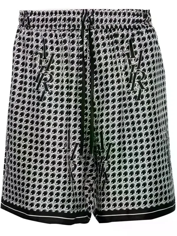 Amiri Staggered Printed Silk Shorts - Black