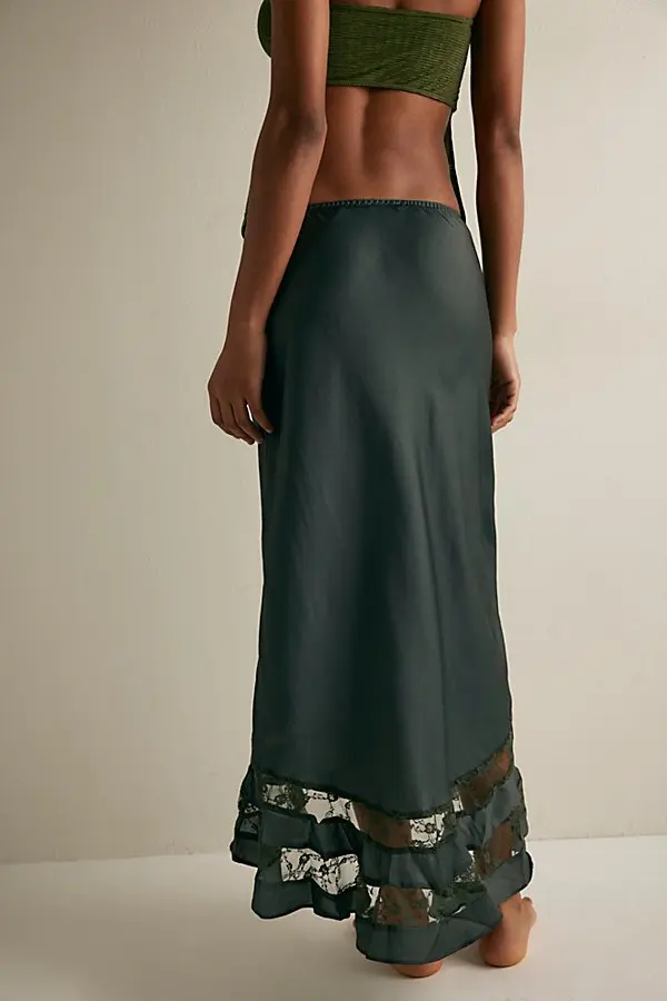 Free People Long Lost Lover Printed Maxi Slip Skirt