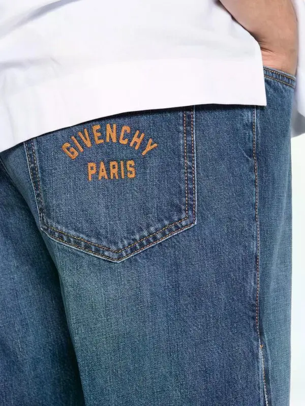 Givenchy Logo-embroidered Straight Leg Jeans - Blue