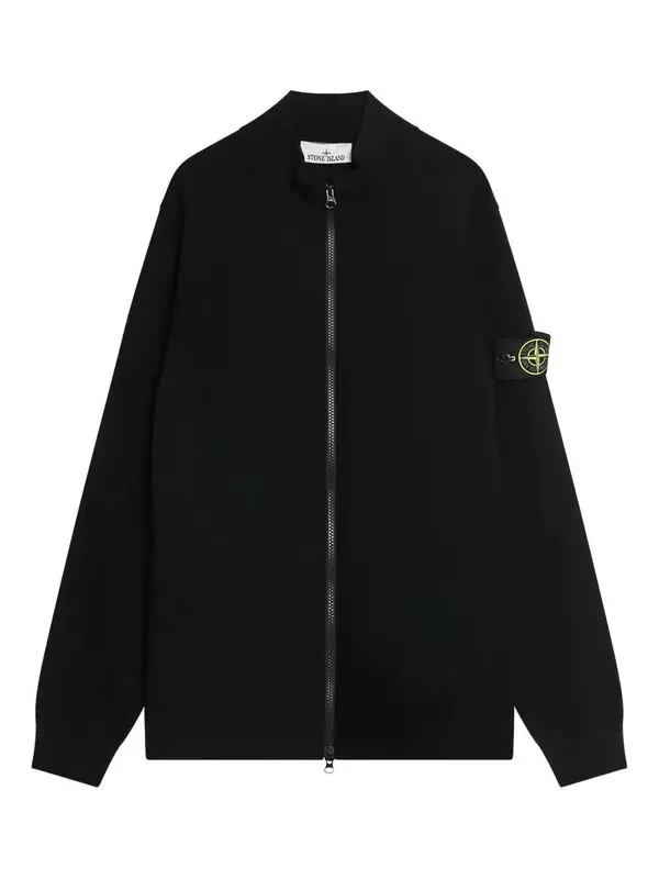 Stone Island Zip-front Cardigan With Logo Patch