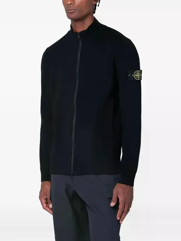 Stone Island Zip-front Cardigan With Logo Patch