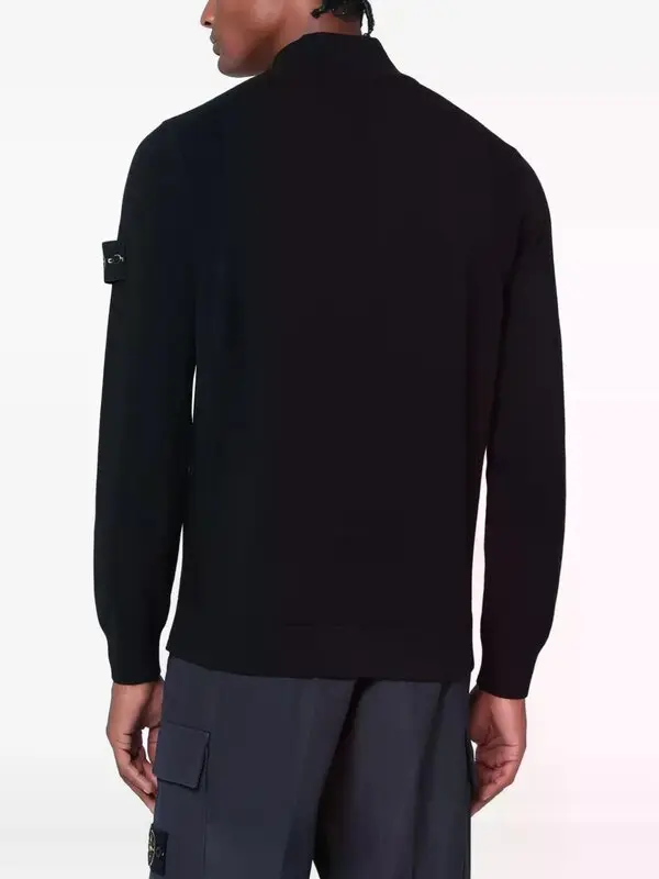 Stone Island Zip-front Cardigan With Logo Patch