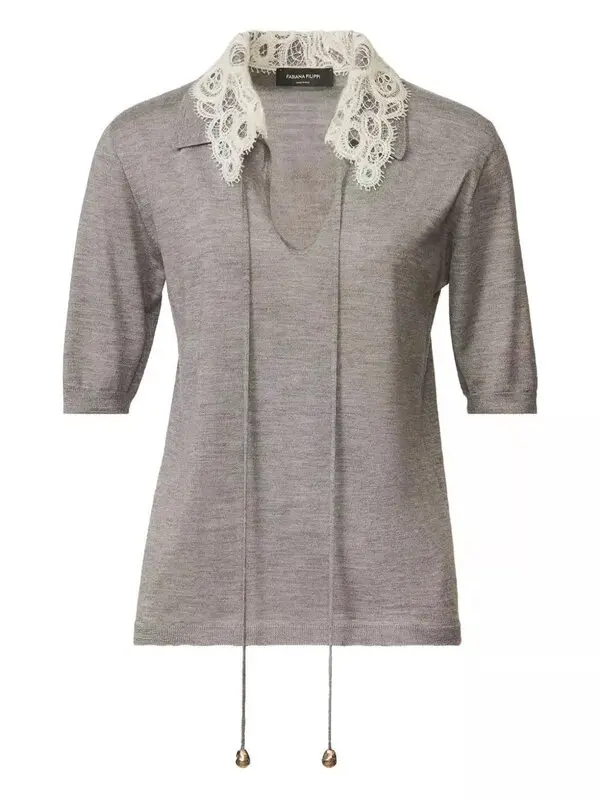 Fabiana Filippi Lace-collar Short-sleeved Top