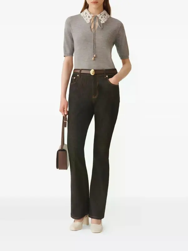 Fabiana Filippi Lace-collar Short-sleeved Top