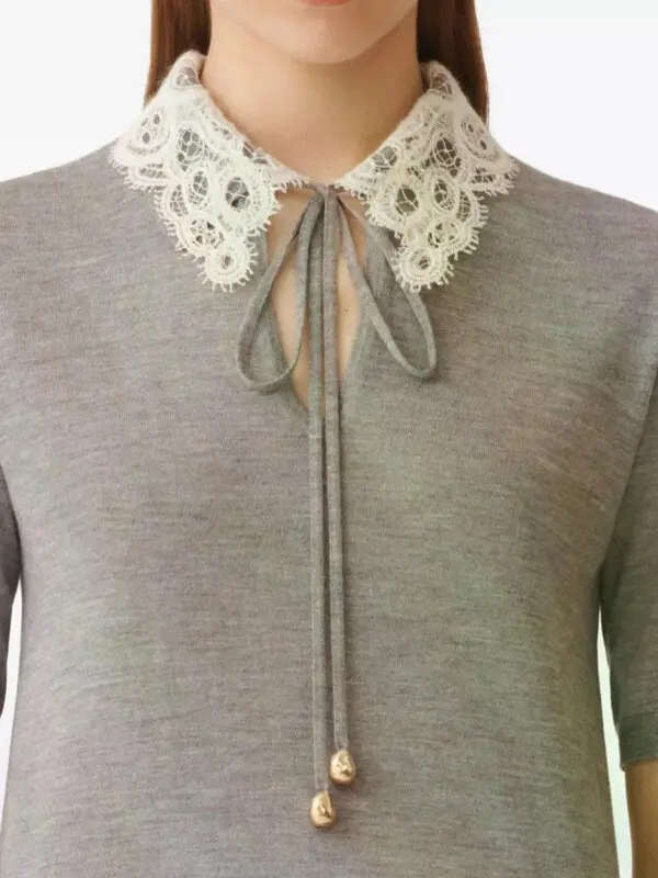 Fabiana Filippi Lace-collar Short-sleeved Top