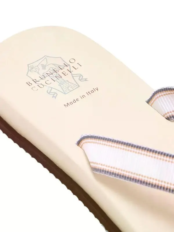 Brunello Cucinelli Striped Thong Sandals - Neutrals