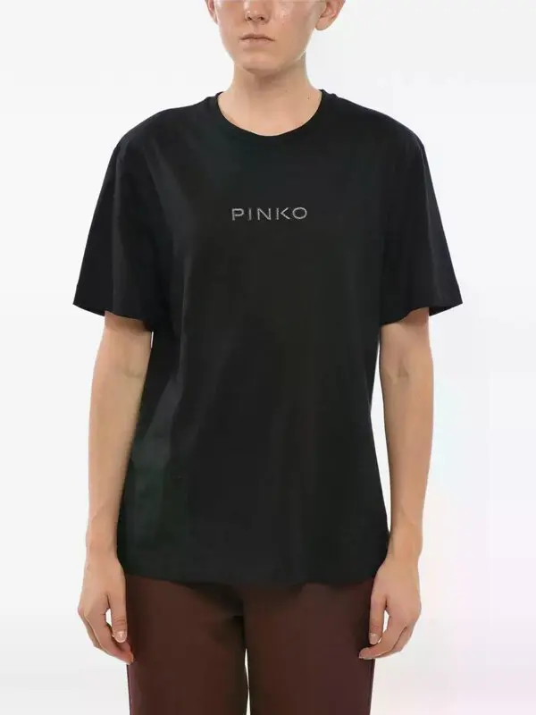 Pinko Logo-detail Crew-neck T-shirt - Black