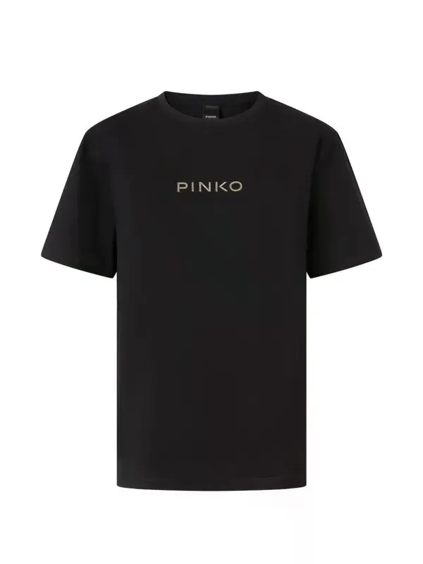 Pinko Logo-detail Crew-neck T-shirt - Black